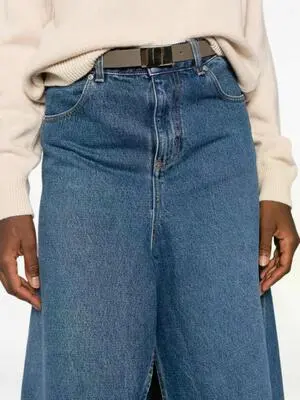 Victoria Beckham Asymmetric Hem Front Slit Denim Skirt