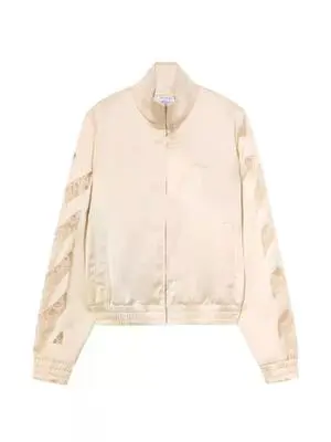 Off-White Lace-insert Satin Bomber Jacket - Neutrals