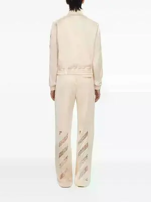 Off-White Lace-insert Satin Bomber Jacket - Neutrals