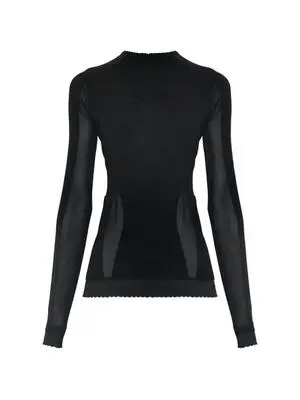 Attico Sheer-panelled Long-sleeve Top - Black