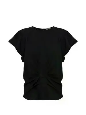 Isabel Marant Étoile ISABEL MARANT Black Gathered Crew Neck Cap Sleeve Top Black