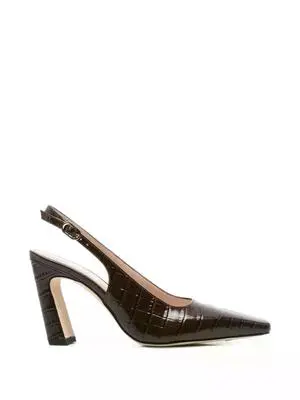 STUART WEITZMAN Croc-effect Slingback Pumps