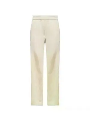 Off-White Straight-leg Satin Trousers With Lace Detail - Neutrals