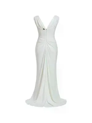 RHEA COSTA Draped Crepe Maxi Dress