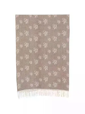 Liu Jo Herringbone Monogram Scarf - Brown