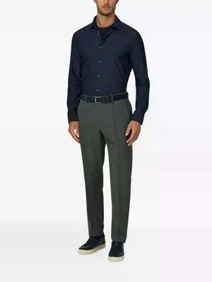 Boggi Milano Shirt In Stretch Nylon B Tech Slim Fit - Blue