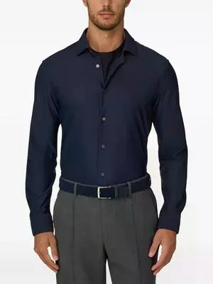 Boggi Milano Shirt In Stretch Nylon B Tech Slim Fit - Blue