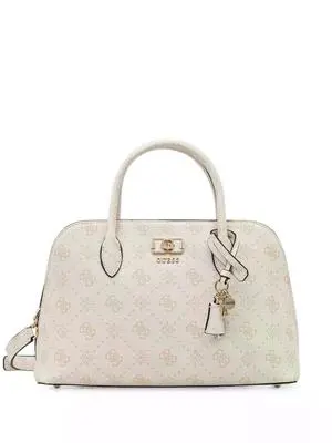 Guess Emelie Monogram Print Logo Plaque Tote Bag