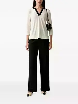 Joseph Ribkoff Three-quarter Sleeve Top With Contrast Trim - Neutrals