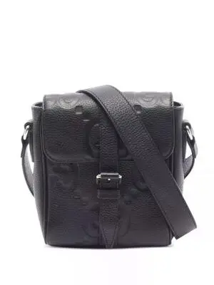 Gucci Jumbo Gg Leather Messenger Bag - Black