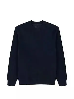 Boggi Milano Crew-neck Jumper In Merino Wool-blend Wooltech - Blue