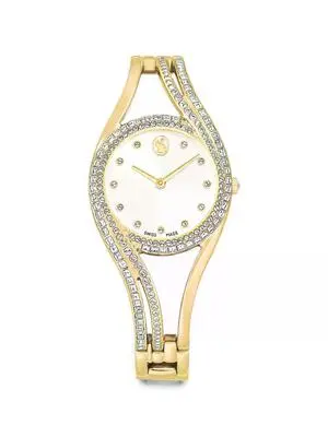 SWAROVSKI 28mm Round Watch With Crystal Embellishments - White