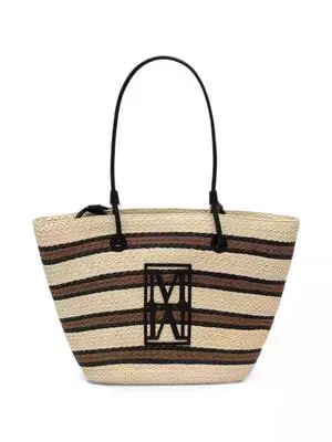 Marc O'polo Large Striped Logo-patch Tote Bag - Neutrals