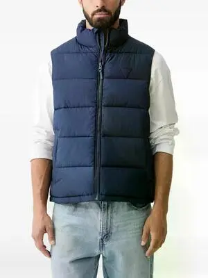 Guess Quilted Logo-patch Gilet - Blue