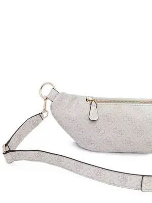 Guess Latona Monogram Print Logo Plaque Belt Bag