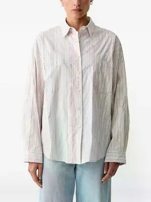 ISABELLE BLANCHE Embellished Striped Shirt - Neutrals