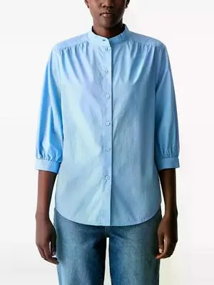 Marc O'polo Gathered-detail Button-up Blouse - Blue