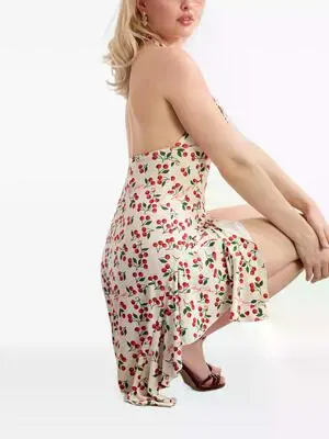 Guess Cherry Print Handkerchief Hem Mini Dress
