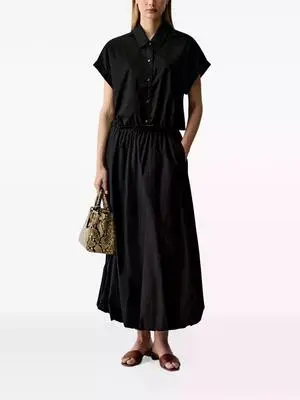 Sisley Drawstring Bubble-hem Midi Skirt