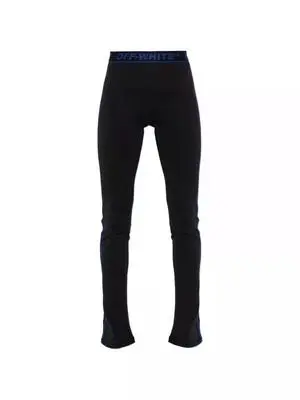 Off-White Logo-waistband Flared-leg Trousers - Black