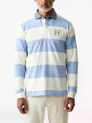 HACKETT LONDON Striped Long-sleeve Polo Shirt - Neutrals
