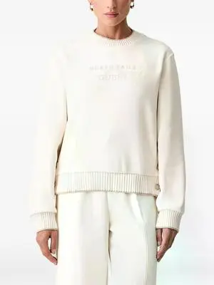 Guess Crew Neck Logo Print Sweater With Button Detail