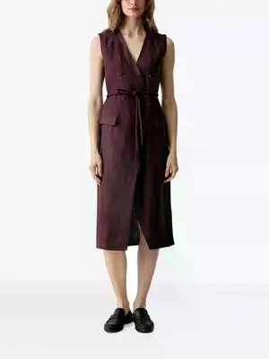 Sisley Double-breasted Sleeveless Midi Dress - Purple