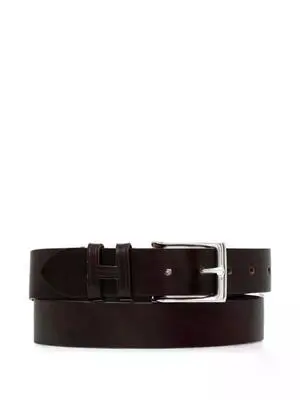 HACKETT LONDON Logo-detail Leather Belt - Brown