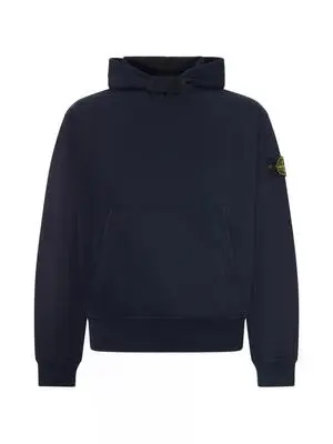 Stone Island Logo-patch Long-sleeve Hoodie - Blue