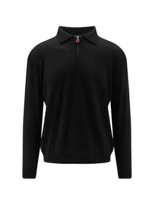 Kiton Quarter-zip Long-sleeve Polo Shirt - Black