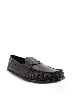 TOM FORD Crocodile-effect Penny Loafers - Brown