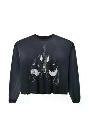 HMDD Lung-print Distressed T-shirt - Black