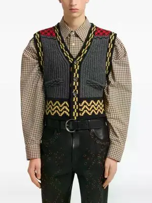 Marni Jacquard-knitted Geometric-trim Waistcoat