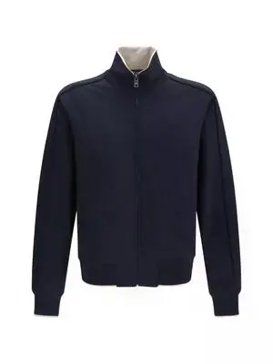 Dolce & Gabbana Logo-plaque Zip-up High-neck Sweater - Blue