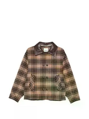 Sandro Checked Leather-collar Jacket