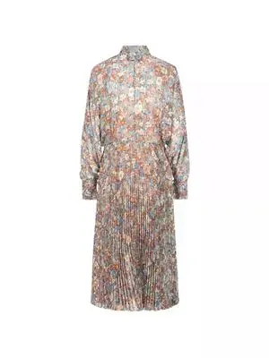 Valentino Garavani Floral-print Pussy-bow Midi Dress - Blue