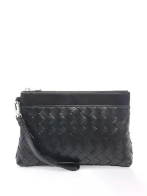 Bottega Veneta Intrecciato Prism Pouch Clutch Bag - Black