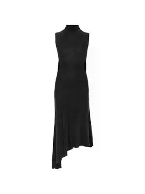Off-White Asymmetrical Turtleneck Midi Dress - Black