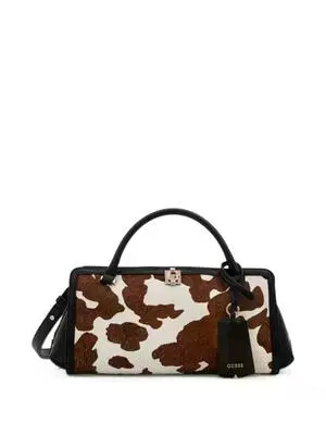 Guess Cow-print Logo-plaque Shoulder Bag