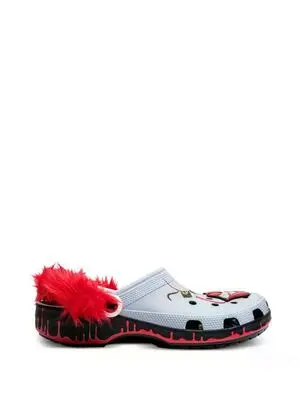 CROCS Graphic Print Faux-fur Trim Clogs - Grey