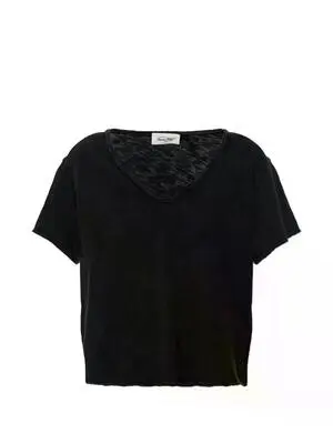American Vintage V-neck Raw-edge T-shirt - Black