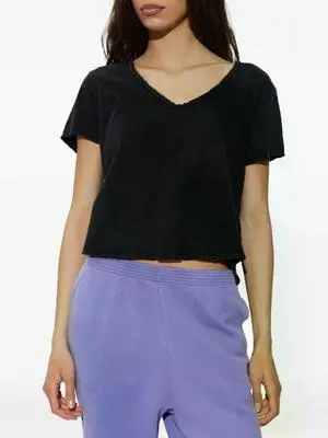American Vintage V-neck Raw-edge T-shirt - Black