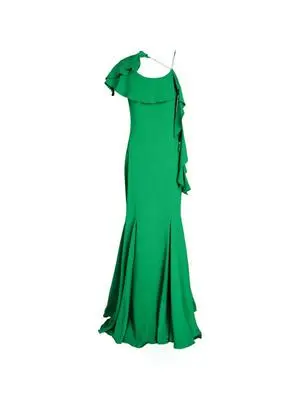 Oscar De La Renta Ruffled Cady Gown - Green