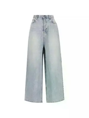 Balenciaga Distressed Wide-leg Jeans - Blue