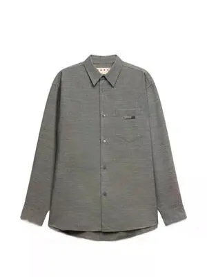 Marni Logo-patch Wool Shirt - Grey
