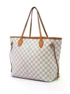 LOUIS VUITTON Damier Azur Neverfull Mm Tote Bag - White