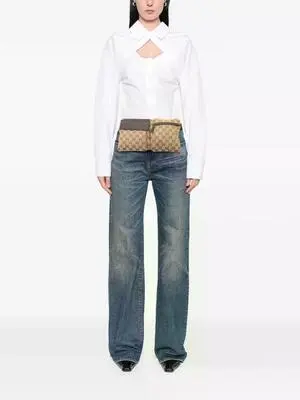 Gucci Gg Canvas Web Double Pocket Belt Bag - Neutrals