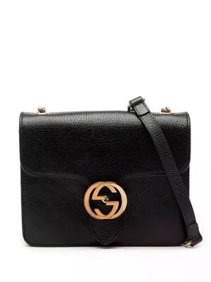 Gucci Calfskin Leather Interlocking G Crossbody Bag - Black