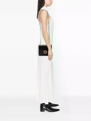 Gucci Calfskin Leather Interlocking G Crossbody Bag - Black