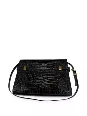 Saint Laurent Manhattan Croc-embossed Shoulder Bag - Black